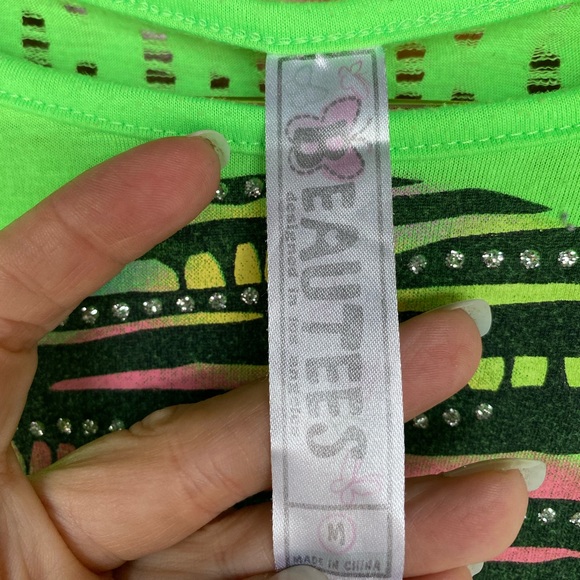 Beautees | Tops | Neon Green Skull Crossbones Shirt | Poshmark